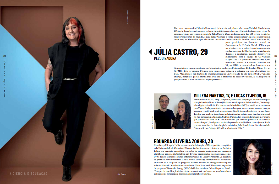 Pesquisadora do CTVacinas figura na lista da Forbes Under 30
